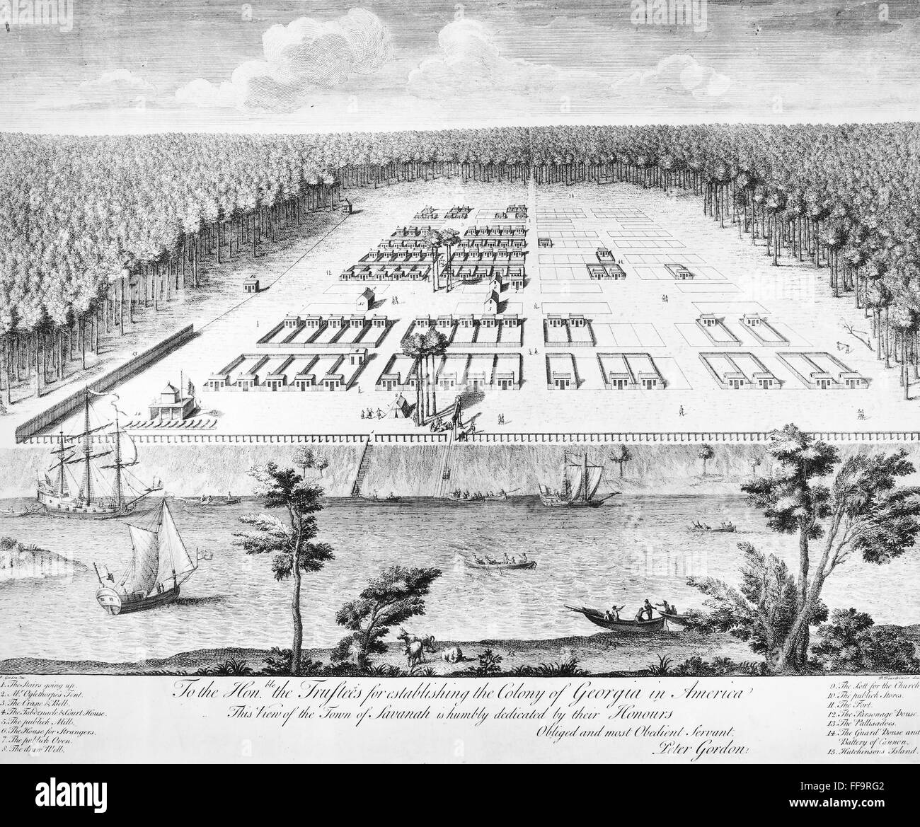 SAVANNAH, GEORGIA, 1734. /nThe earliest known view of Savannah, Georgia ...