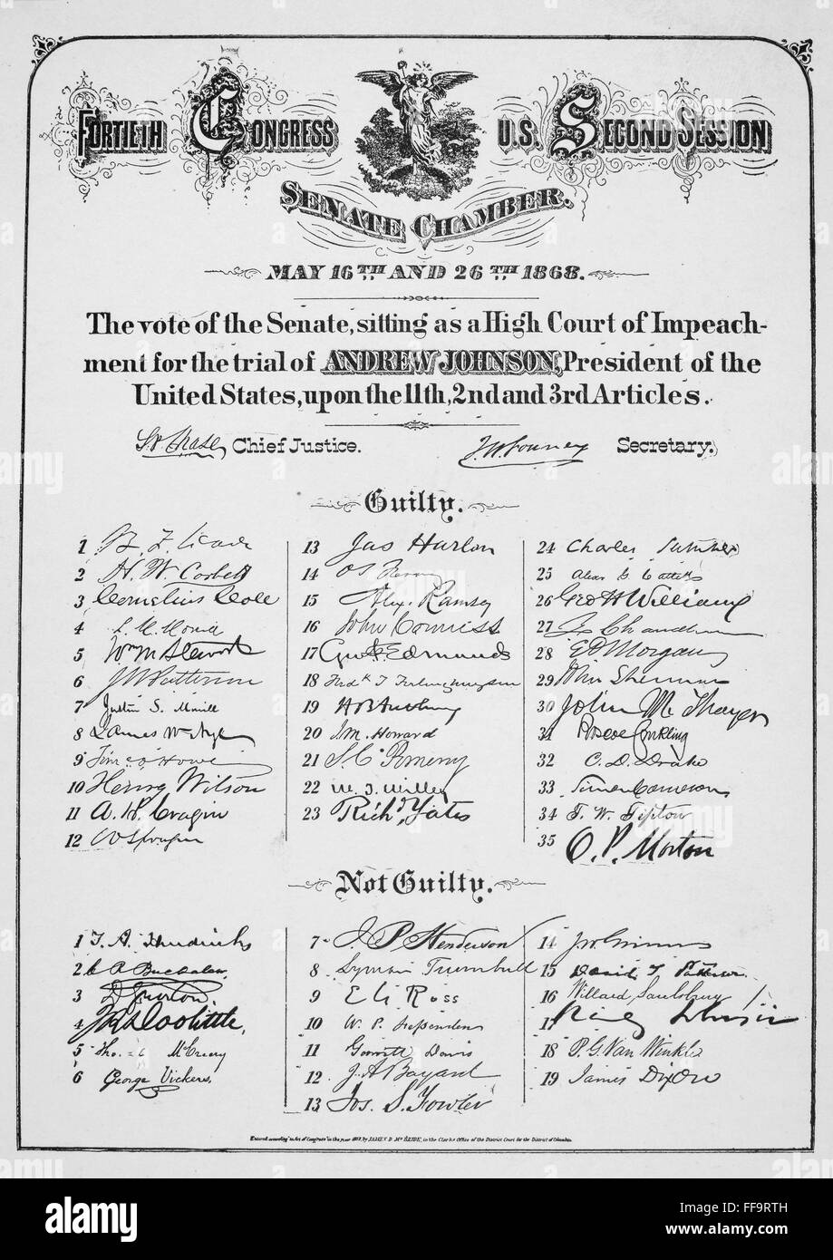 JOHNSON IMPEACHMENT TRIAL. /nThe vote of the Senate for President ...