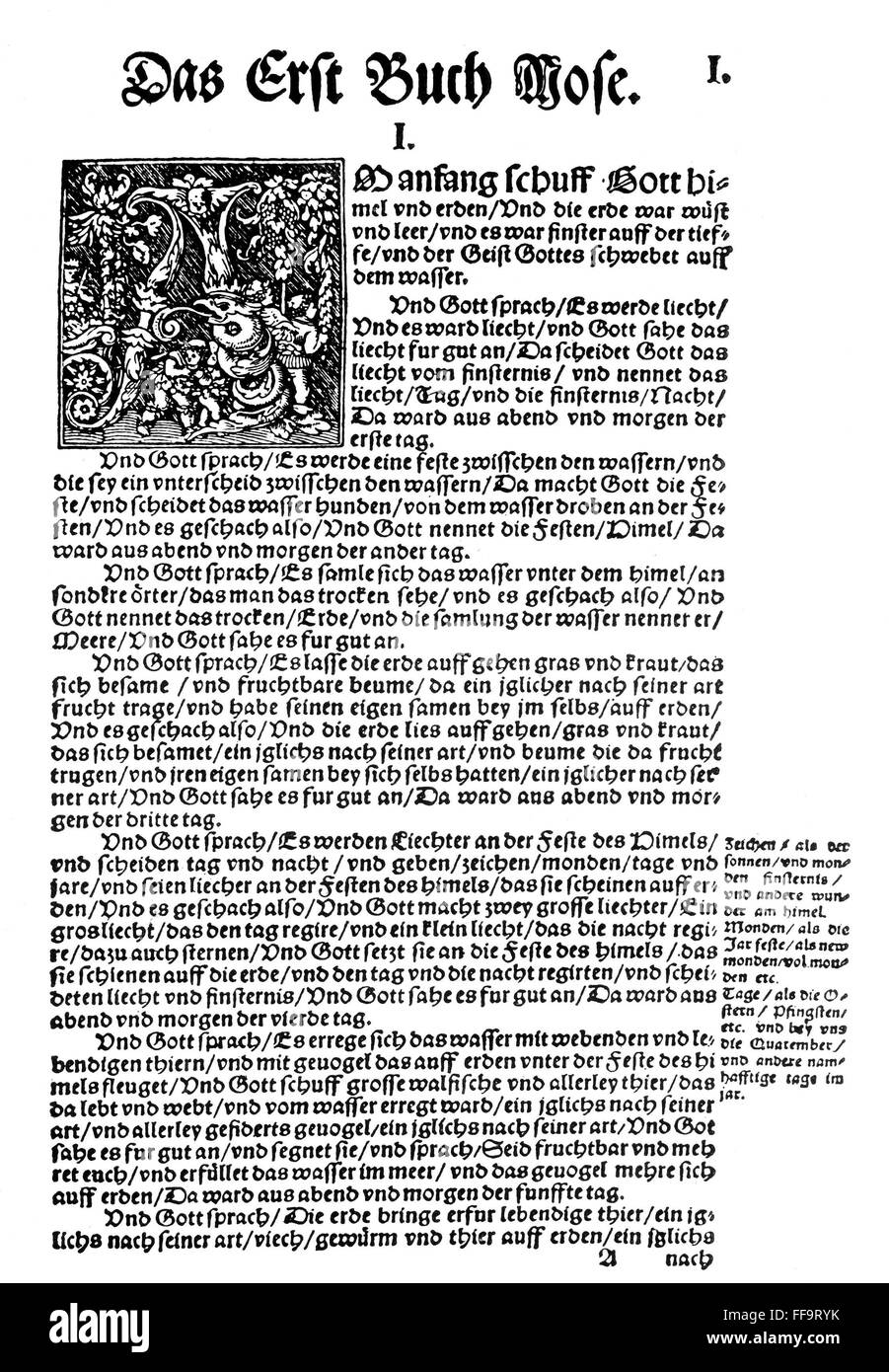 LUTHERAN BIBLE, 1534. /nThe first page of Genesis in Martin Luther's ...