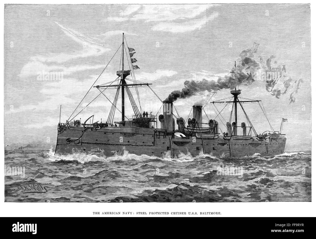 USS 'BALTIMORE,' 1890. /nThe U.S. Navy's steel-protected cruiser, USS ...