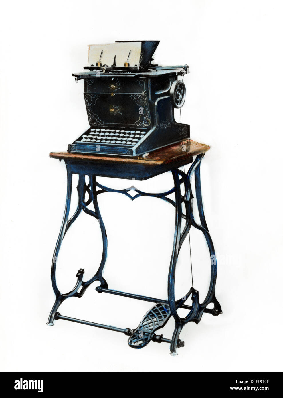 FIRST MODERN TYPEWRITER. /nDesigned by Christopher L. Sholes, Carlos ...