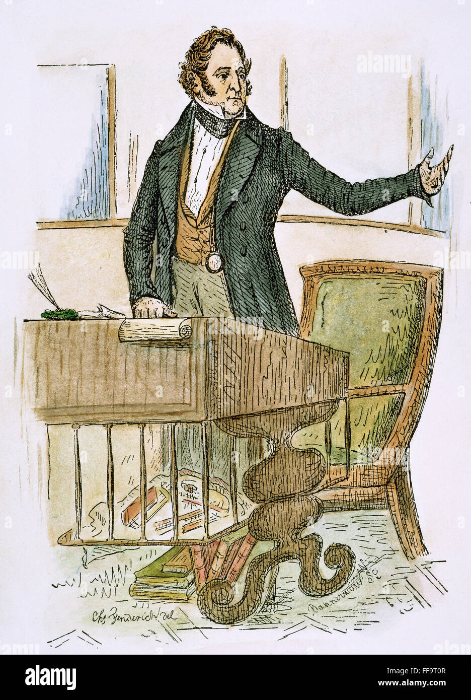 THOMAS HART BENTON /n(1782-1858) speaking from his desk in the U.S ...