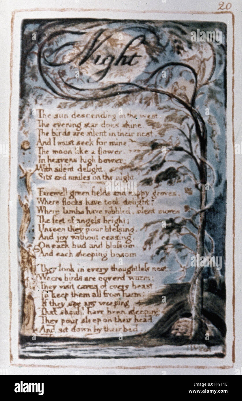 WILLIAM BLAKE: NIGHT. /nColor relief etching by William Blake from his ...