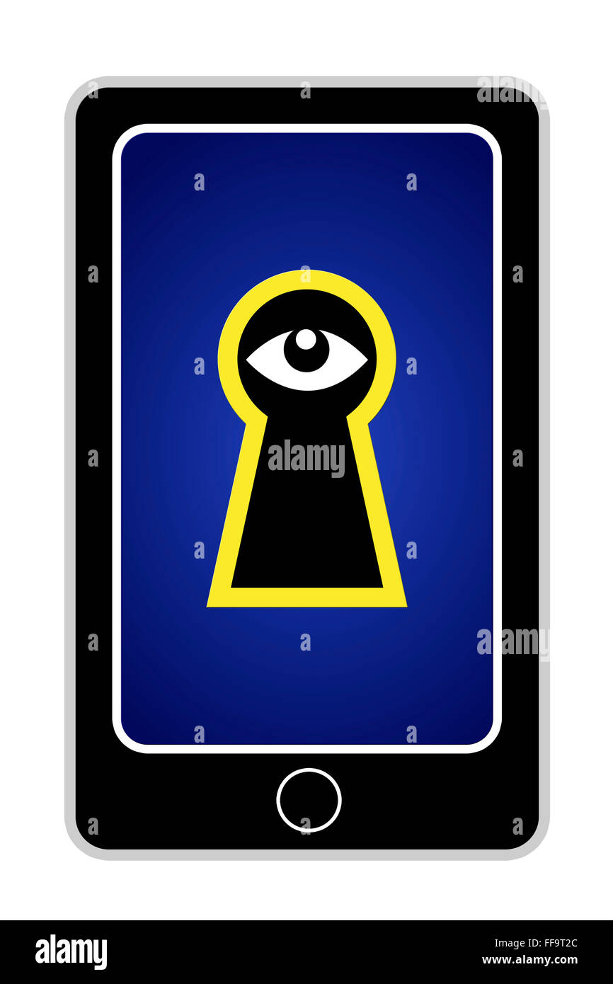 Caution Smartphone Spy Stock Photo - Alamy