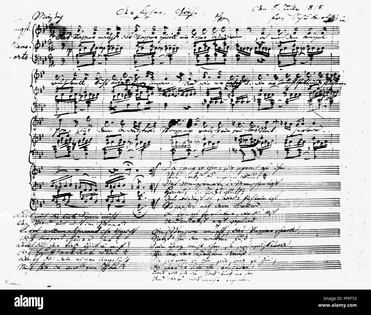 FRANZ SCHUBERT (1797-1828). /nAustrian composer. Autograph manuscript ...