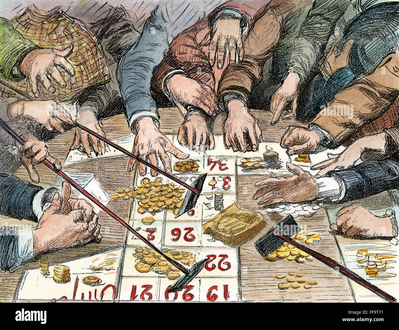 GAMBLING TABLE, 1886. 'A Mass of Gold and a Crowd of Hands. Scene at a ...