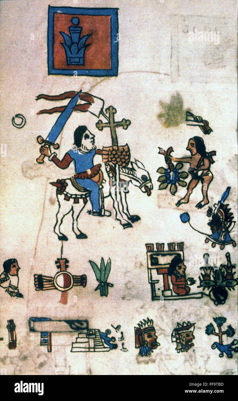 MEXICO: CORTES, 1519. /nCortes is greeted by Montezuma's messenger in ...