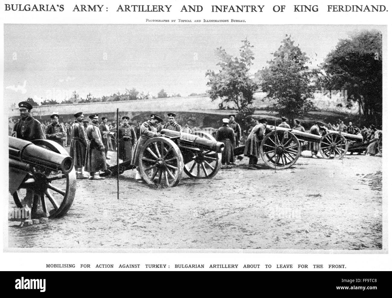BALKAN WAR, 1912./nBulgarian artillery about to leave for the front ...