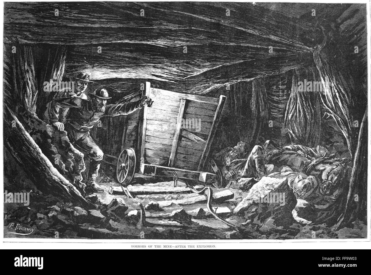 COAL MINING DISASTER. /nAftermath of a coal mine explosion. Wood ...