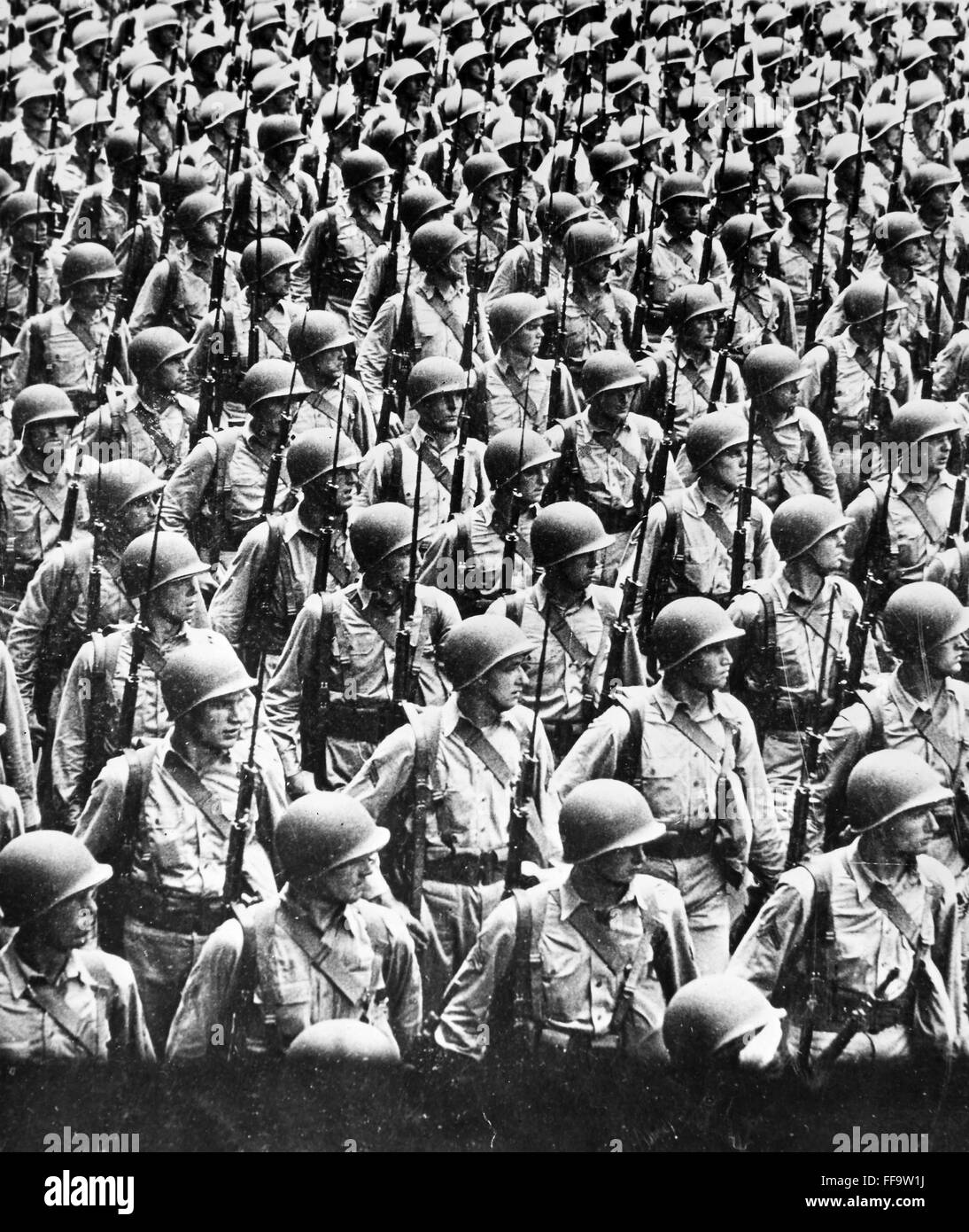 WORLD WAR II: SOLDIERS. /nAmerican soliders marching in formation ...