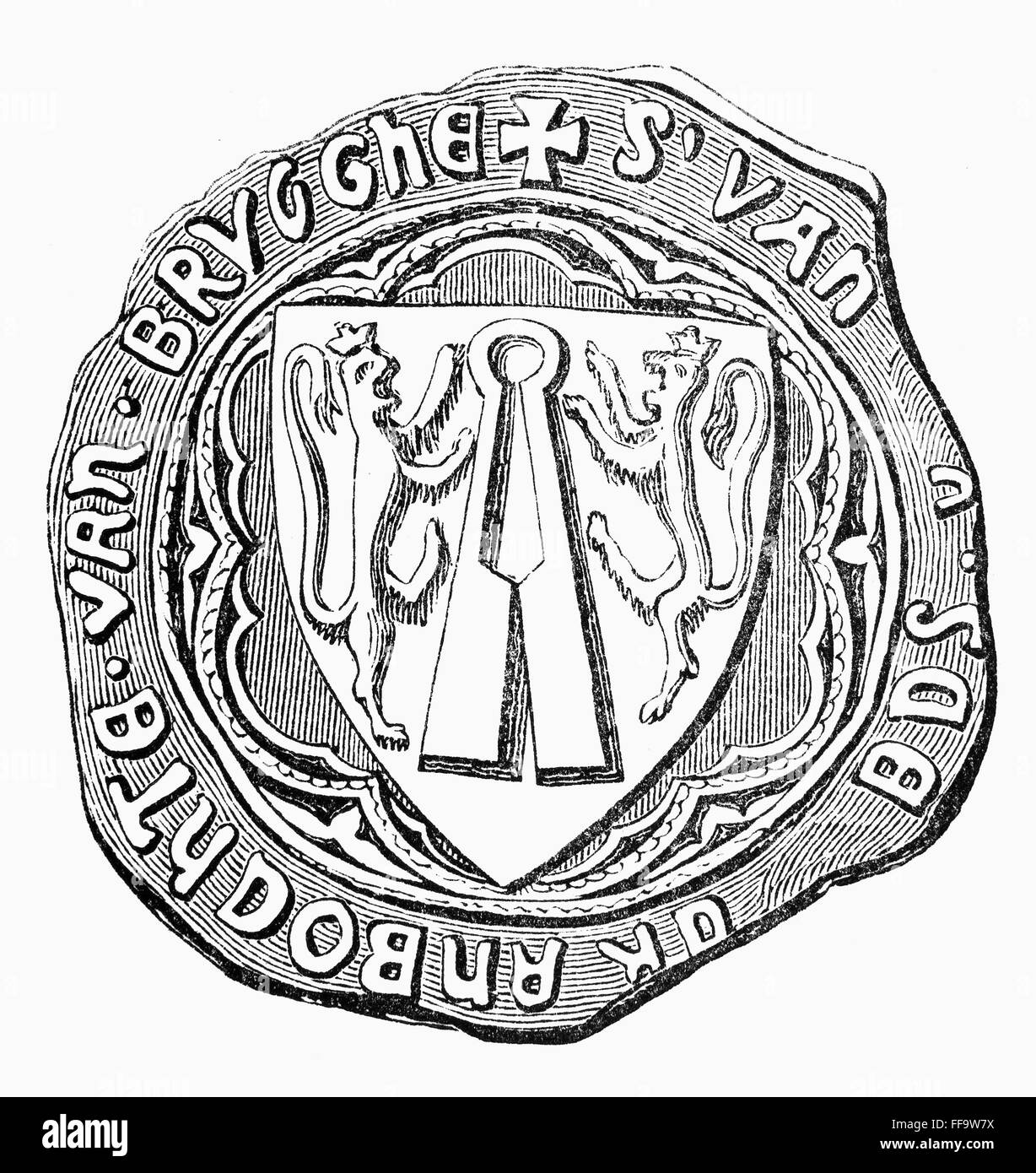 CLOTHWORKERS GUILD, 1356. /nSeal of the guild of clothworkers of Bruges ...