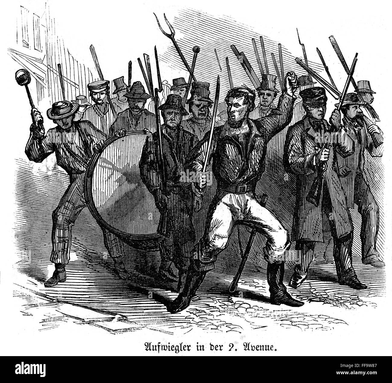 CIVIL WAR: DRAFT RIOTS. /nArmed draft rioters on 2nd Avenue inciting ...