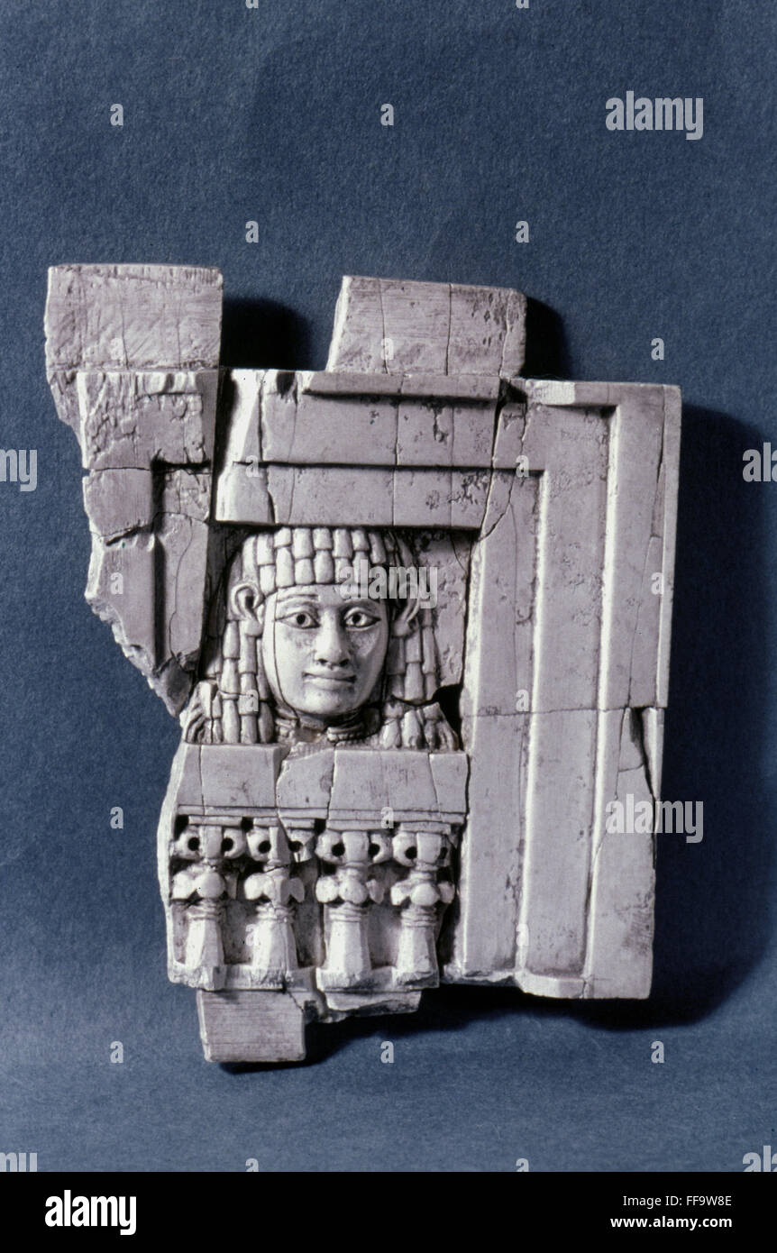 ASSYRIAN IVORY WOMAN. /nWoman at a window (a sacred prostitute). Ivory ...
