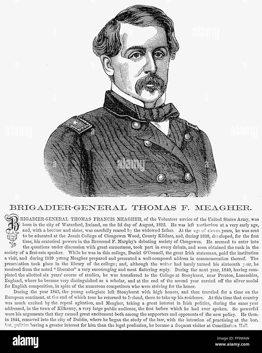 THOMAS FRANCIS MEAGHER /n(1823-1867). American politician and soldier ...