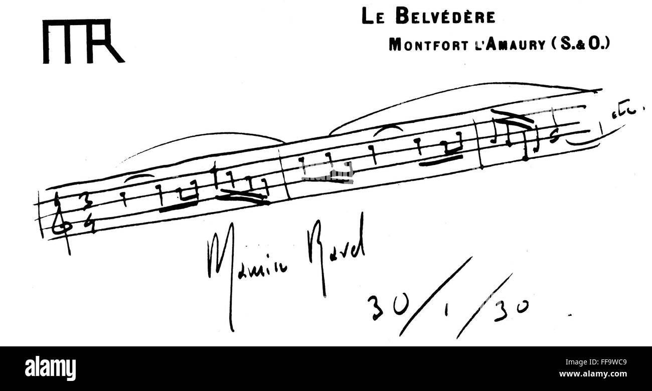 MAURICE JOSEPH RAVEL /n(1875-1937). French composer. Musical excerpt ...
