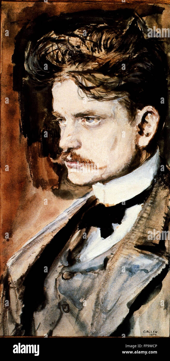 JEAN SIBELIUS (1865-1957). /nFinnish composer. Watercolor, 1894, by ...