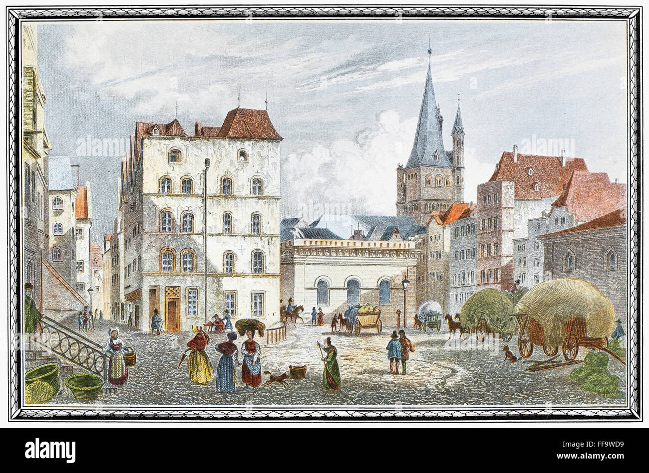 GERMANY: COLOGNE./nThe Haymarket at Cologne. Engraving, mid-19th ...