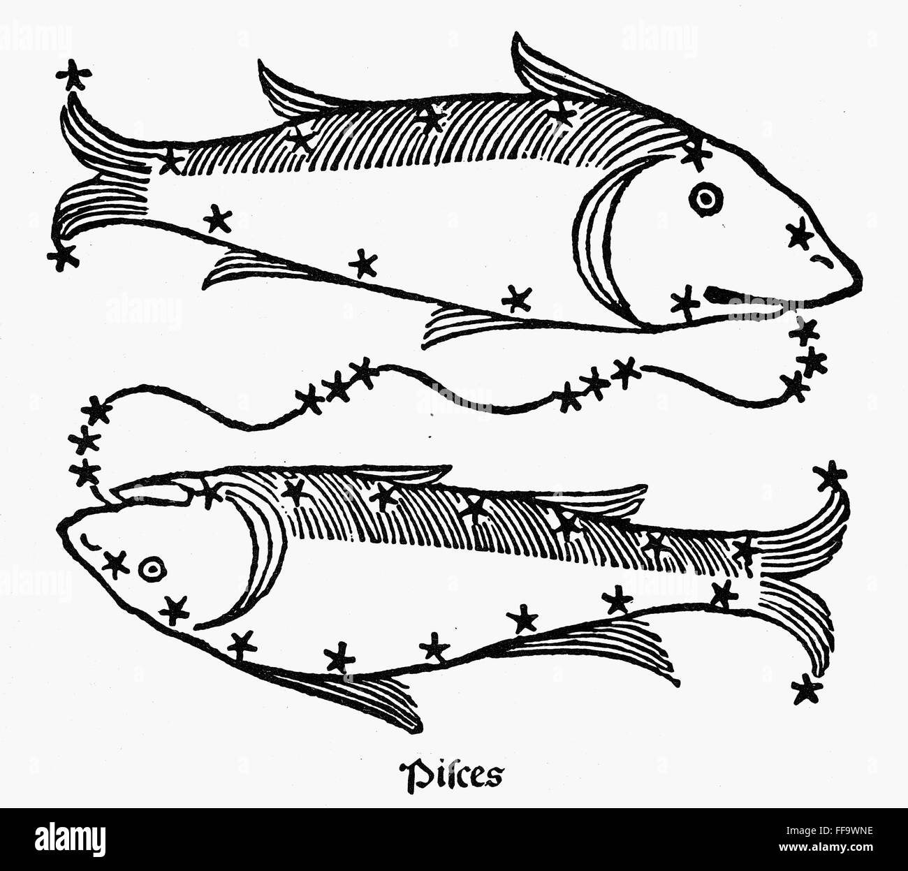 ZODIAC: PISCES, 1482. /nPisces, the fishes. Zodiacal woodcut from Gaius ...