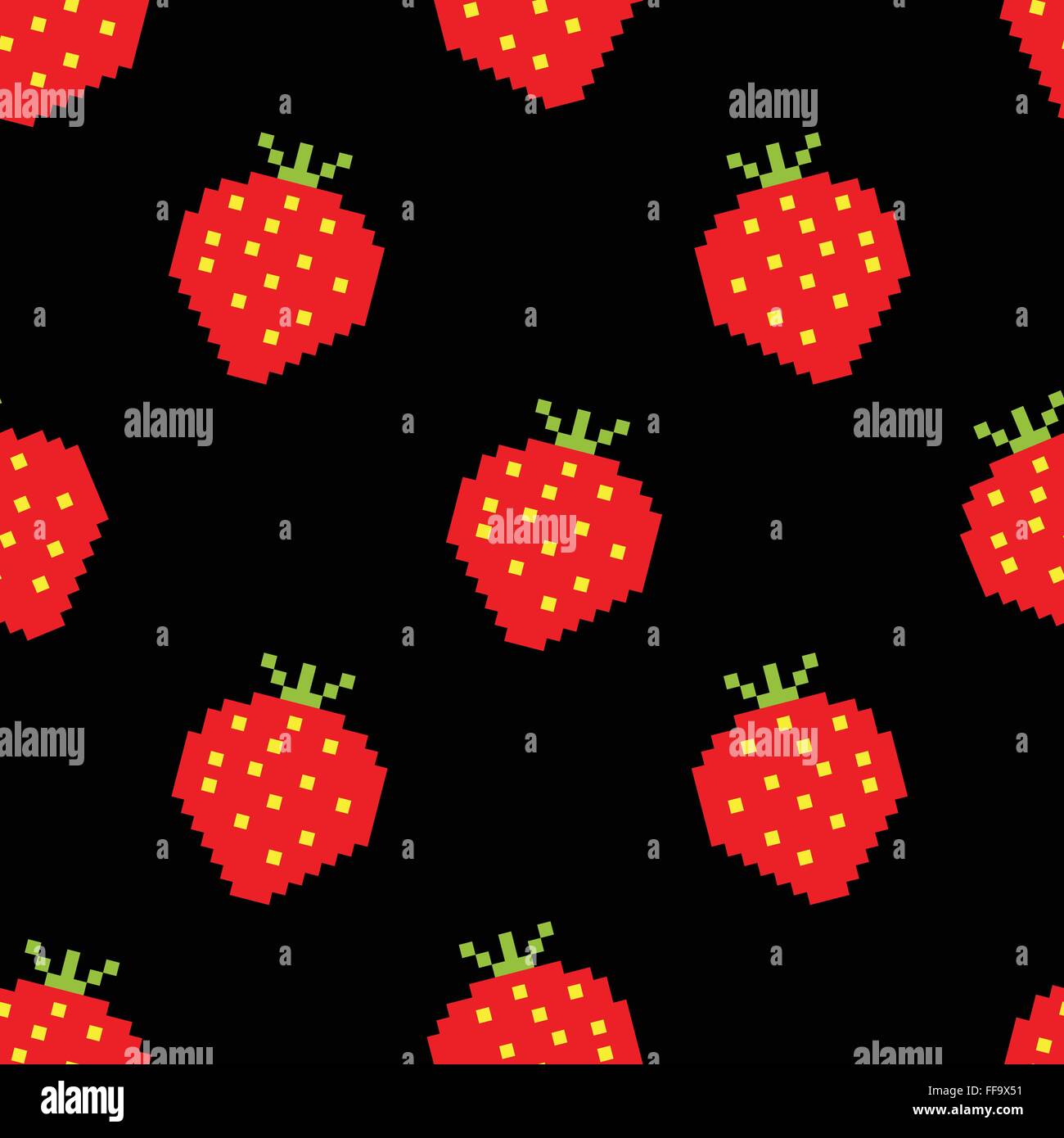 Seamless background of pixel-art strawberry Stock Vector Image & Art ...
