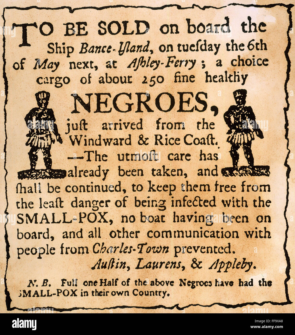 AUCTION ADVERTISEMENT. /nAn 18th century newspaper advertisement of the ...
