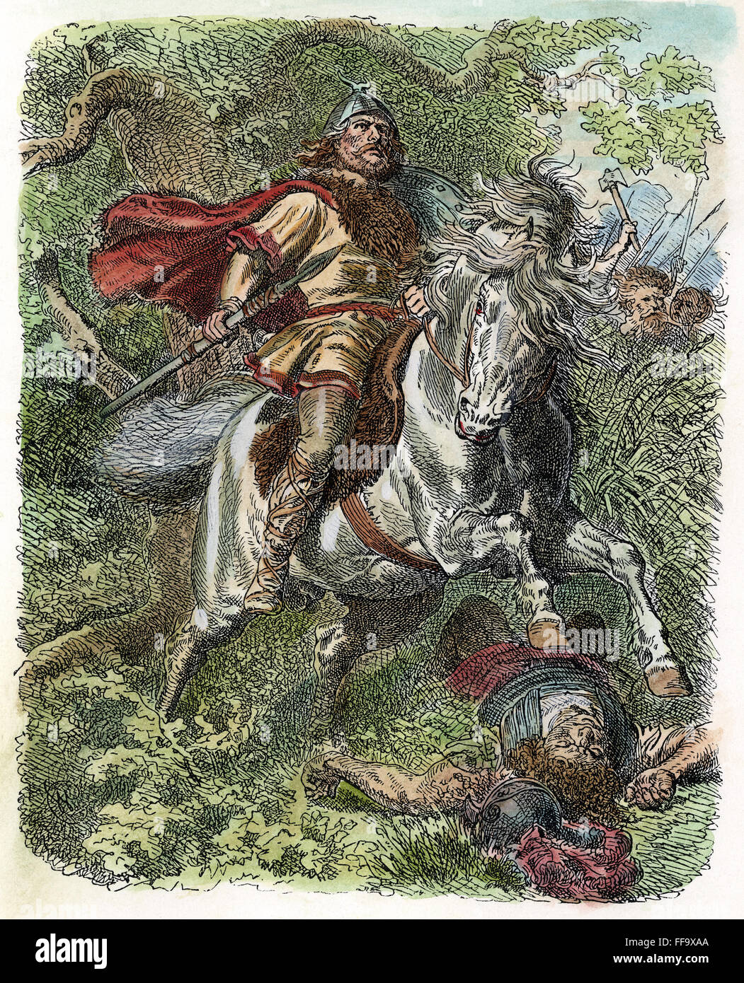 ARMINIUS AT BATTLE, 9 A.D. /nThe Battle of Teutoburg Forest, 9 A.D., in ...