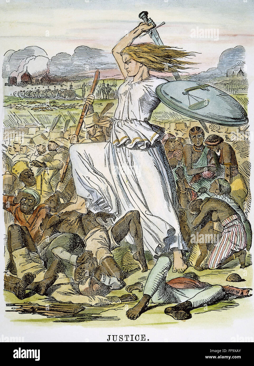 INDIA: SEPOY MUTINY, 1857. /n'Justice.' An English cartoon of 1857 ...