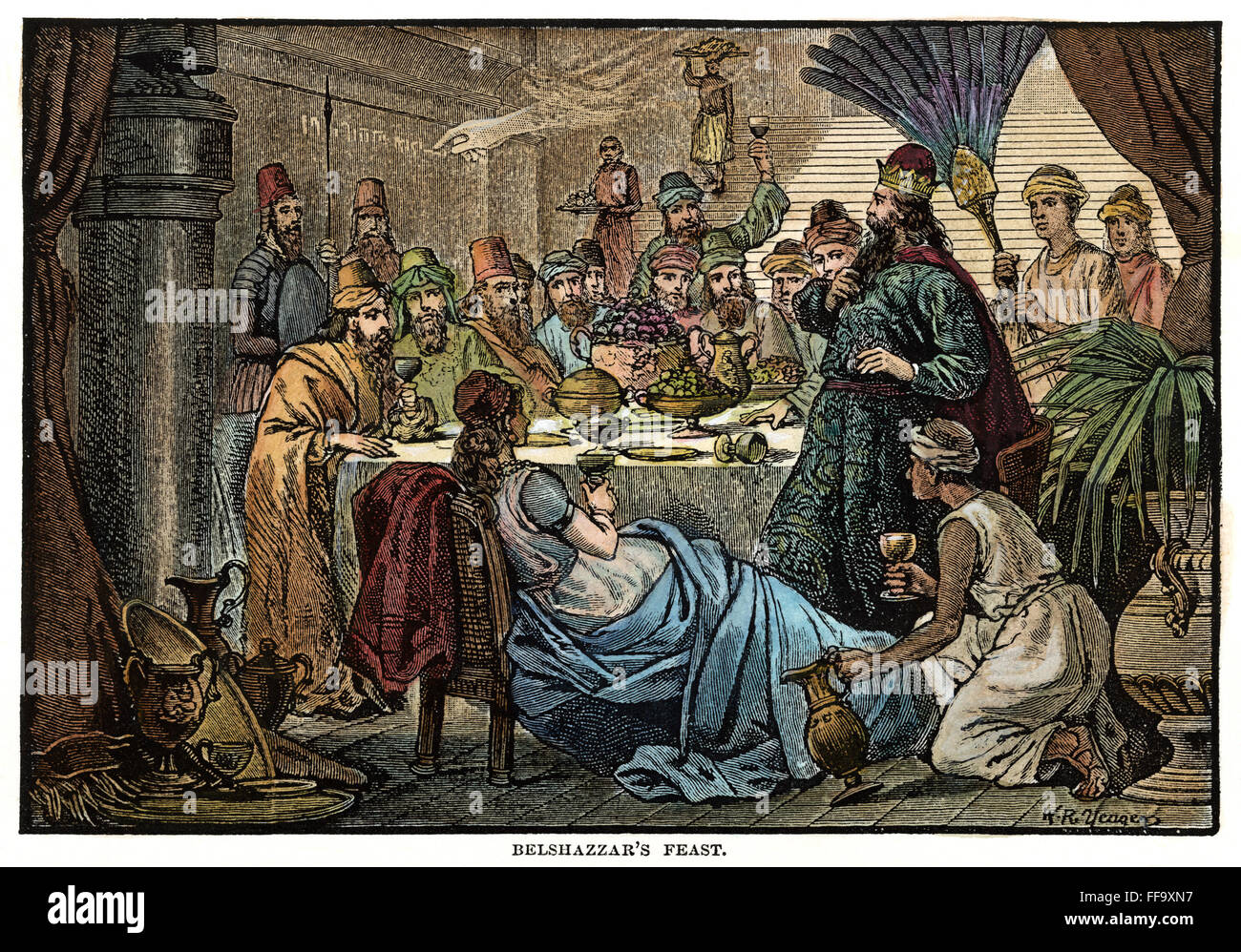 BELSHAZZAR'S FEAST. /n(Daniel 5). Wood engraving, American, 1873 Stock ...