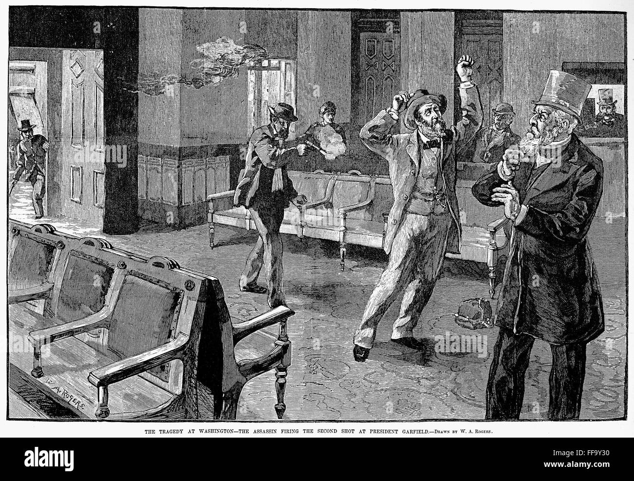 GARFIELD ASSASSINATION. /nCharles J. Guiteau shooting President James A ...