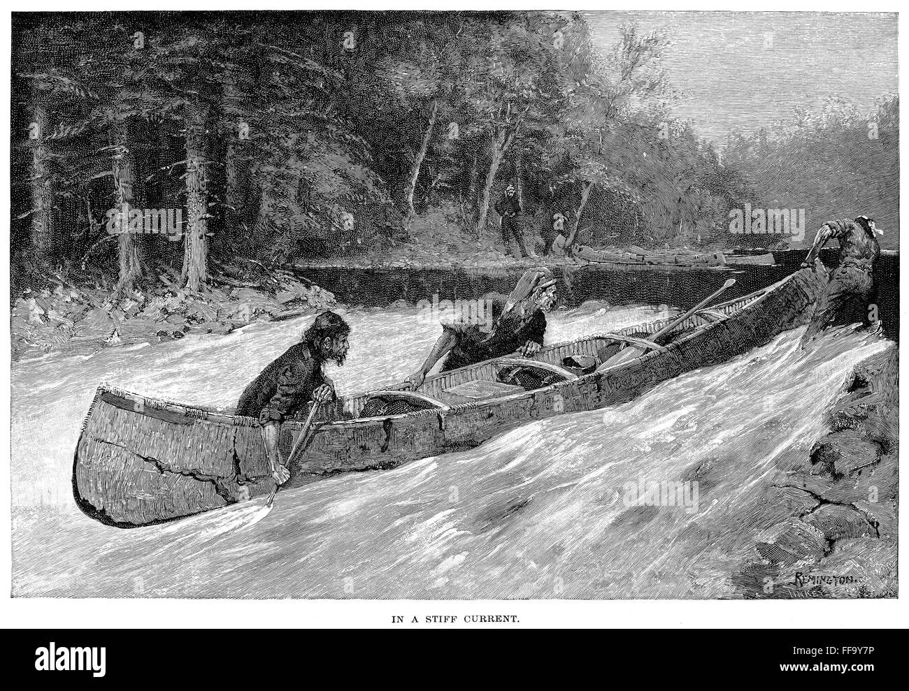 CANADA: FUR TRADE. /n'In a stiff current.' Wood engraving, 1891, after ...