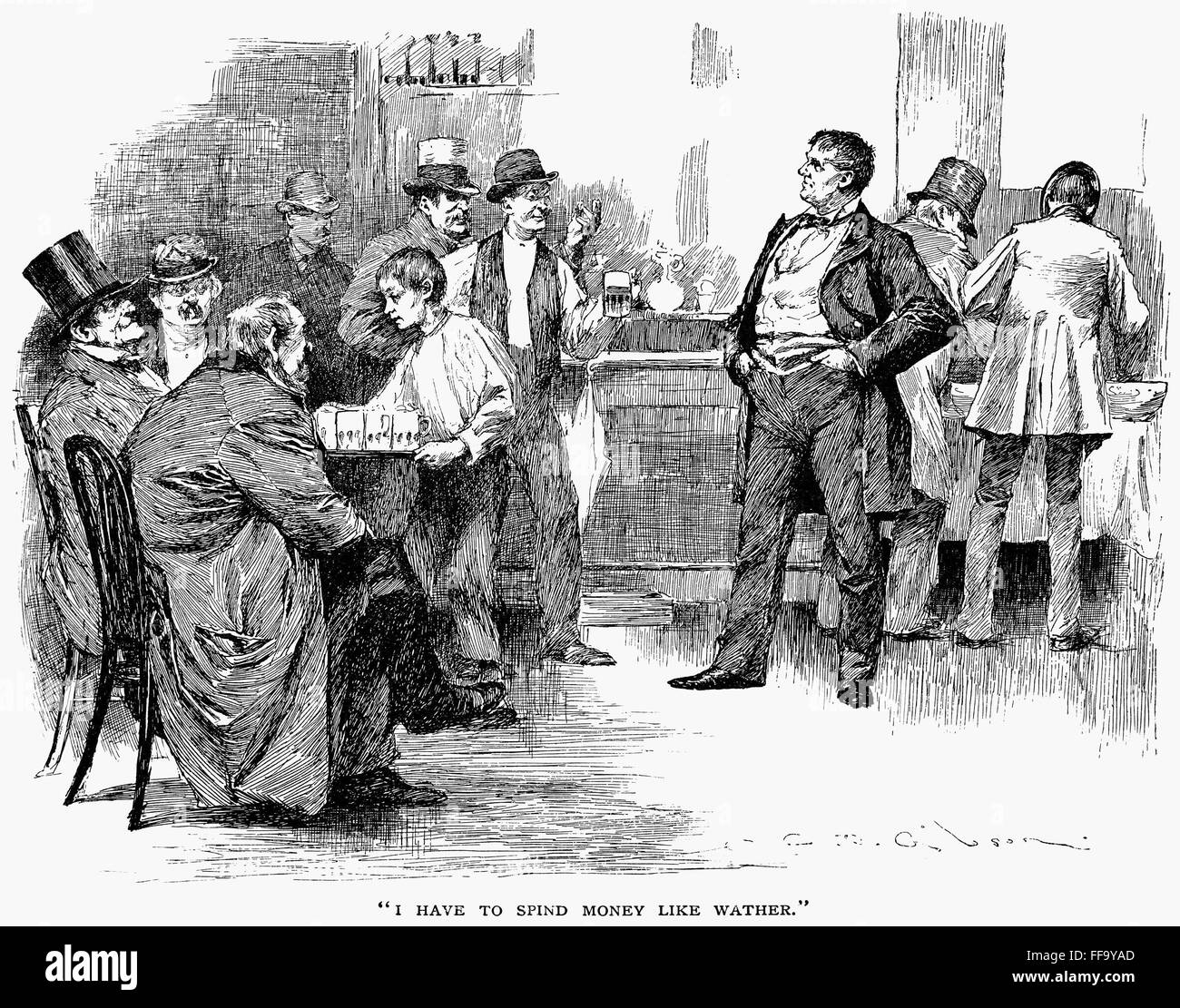GIBSON: TAVERN. /nPen-and-ink drawing, 1889, by Charles Dana Gibson ...