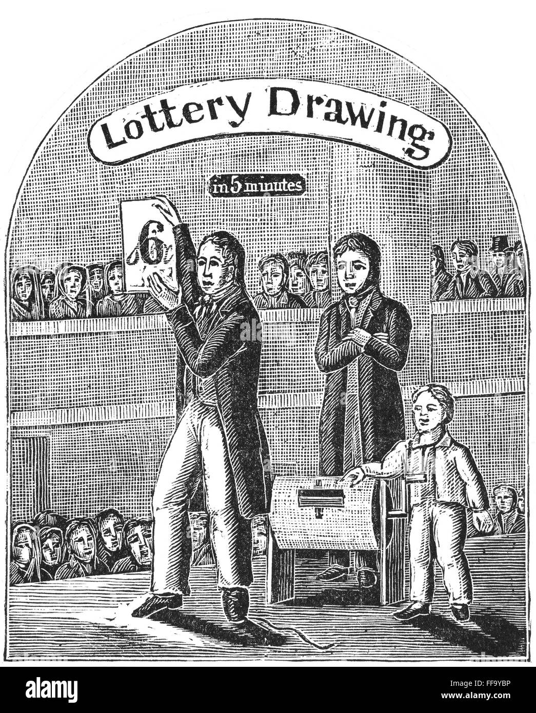 LOTTERY DRAWING, c1835. /nWood engraving, American, c1835 Stock Photo ...