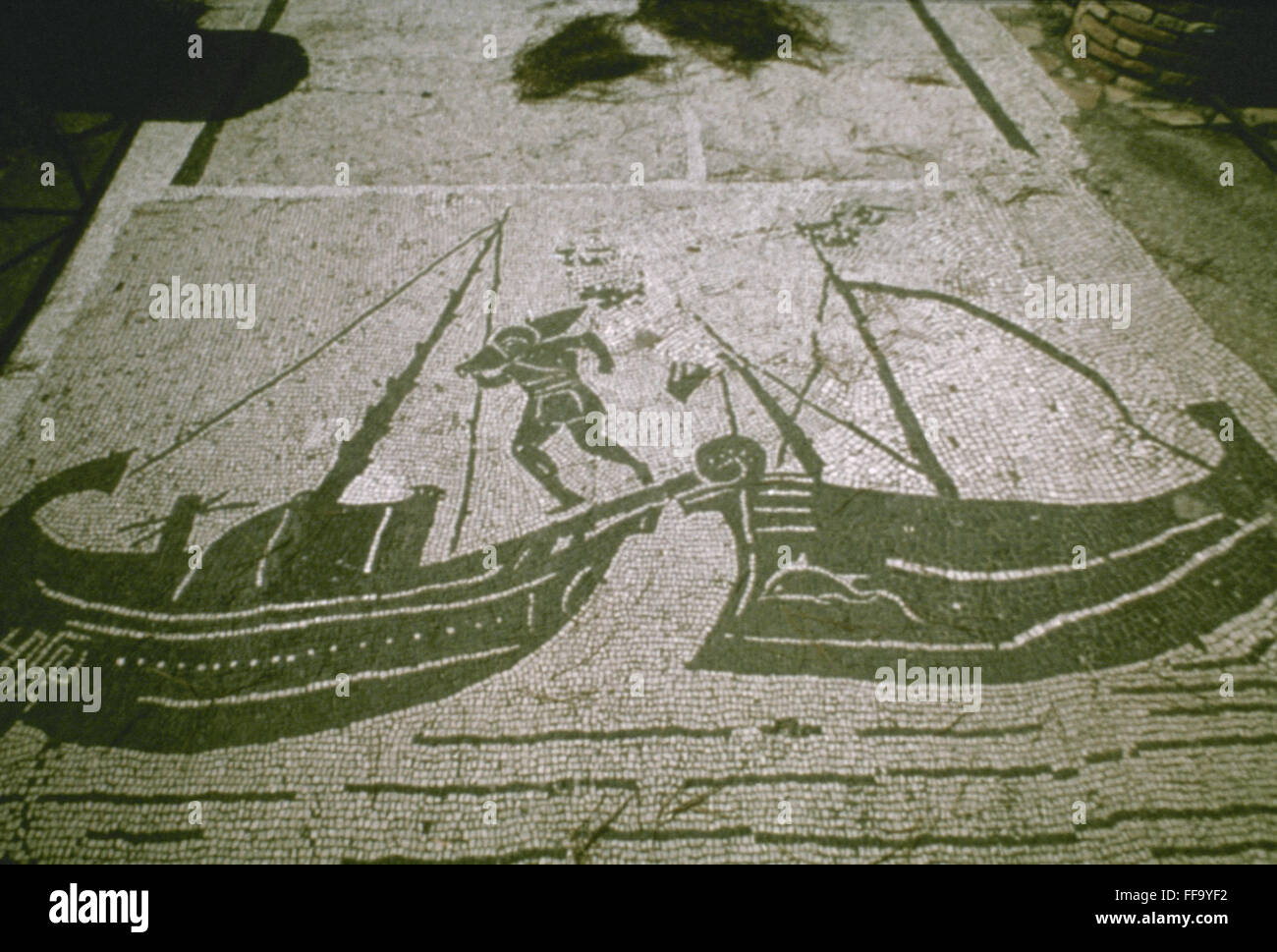ROMAN SHIP, c200 A.D. /nTransferring a ship's cargo: Roman mosaic from ...