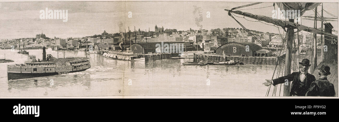 WASHINGTON: SEATLE, 1891./nView of Seattle from Puget Sound. Line ...