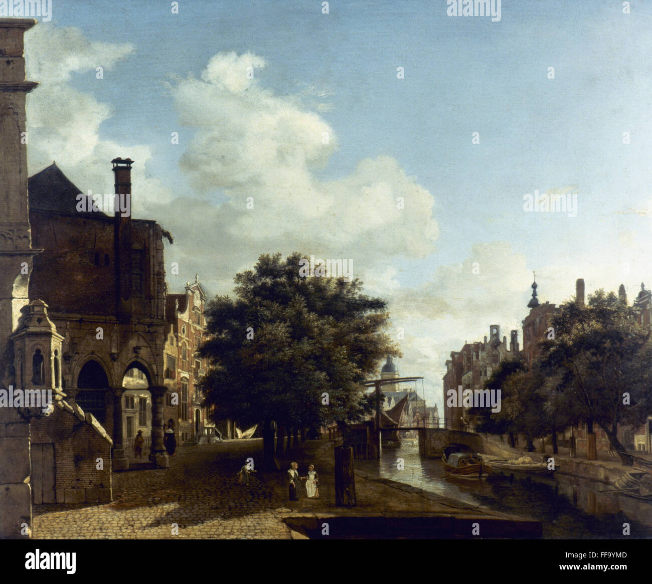 HEYDEN: DUTCH TOWN. /nView in a Dutch Town. Oil by Jan van der Heyden ...
