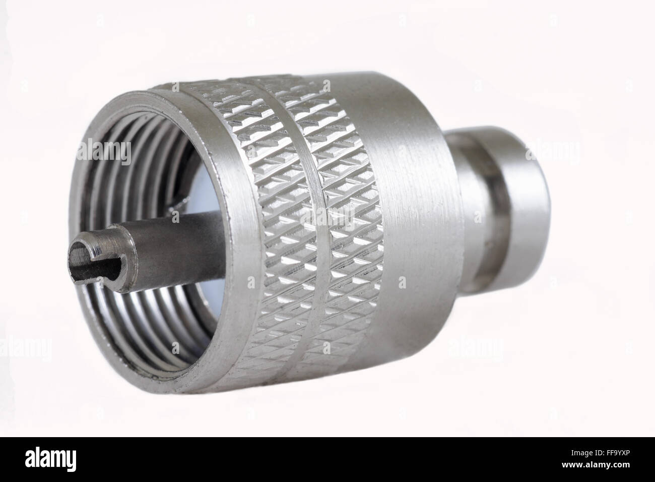 Antenna cable connectors, metal plug on white Stock Photo - Alamy