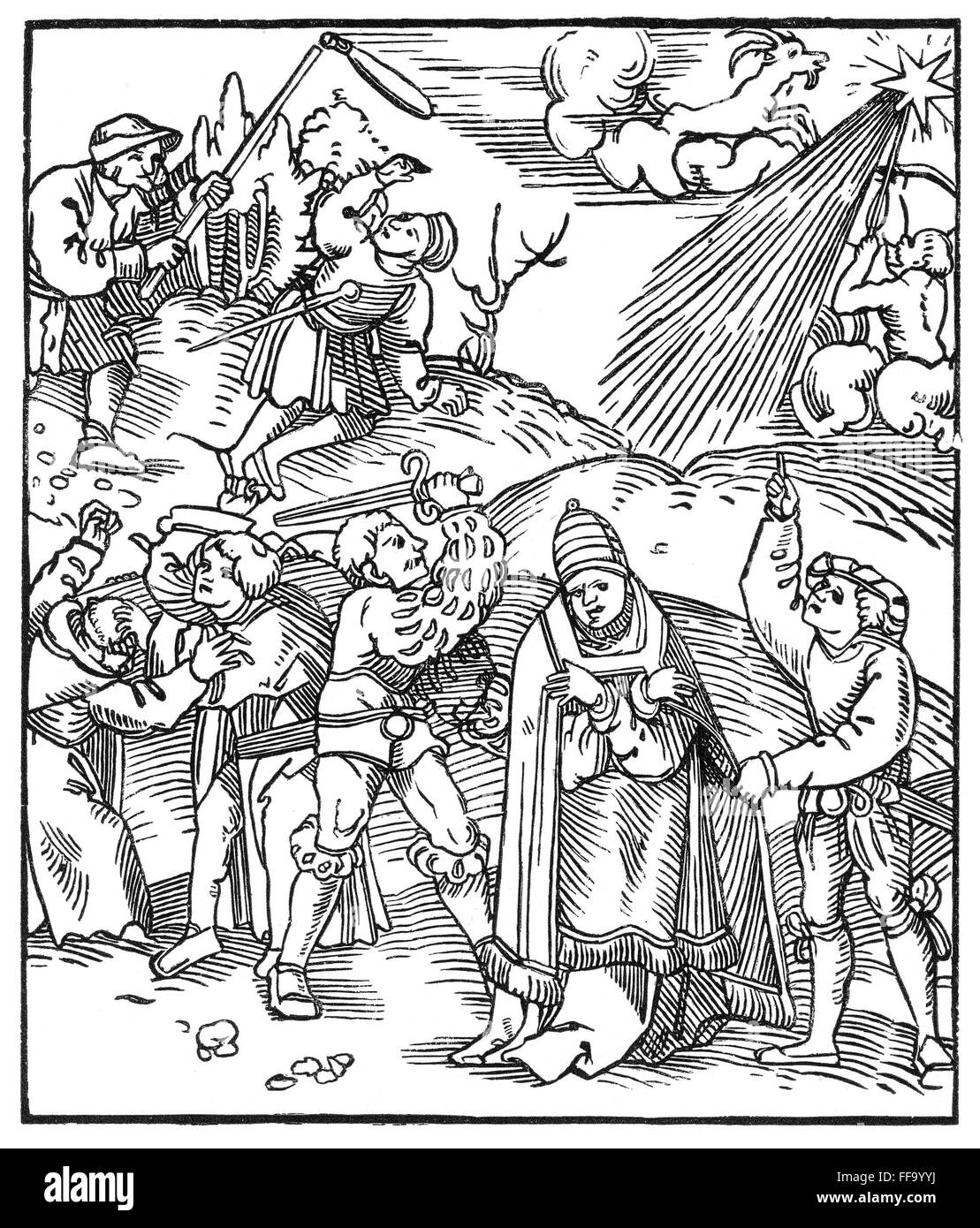 GERMANY: PEASANTS WAR. /nPeasants fighting monks and the Pope. Woodcut ...