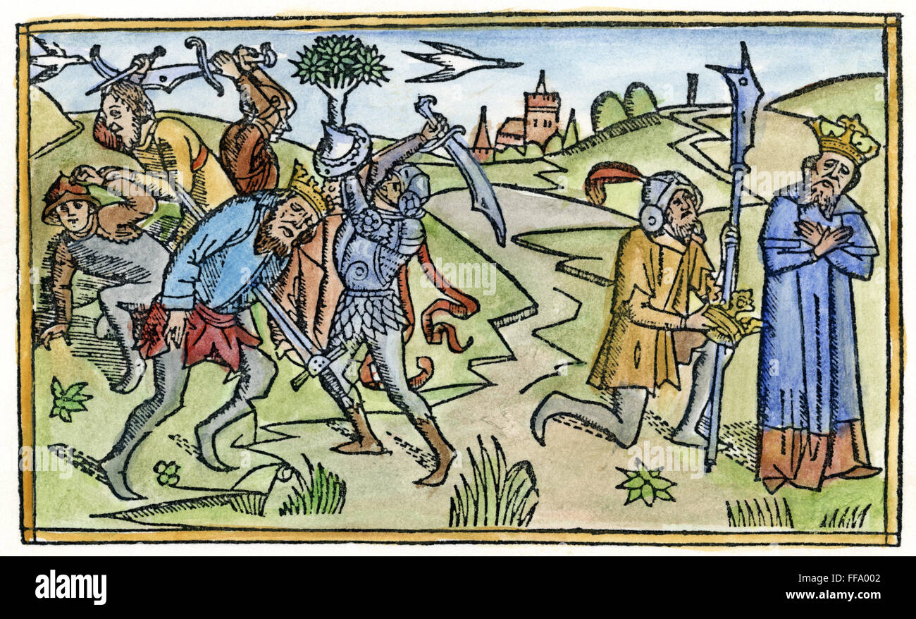 DAVID OFFERED CROWN. /nKing Saul falls on his sword after the battle of ...