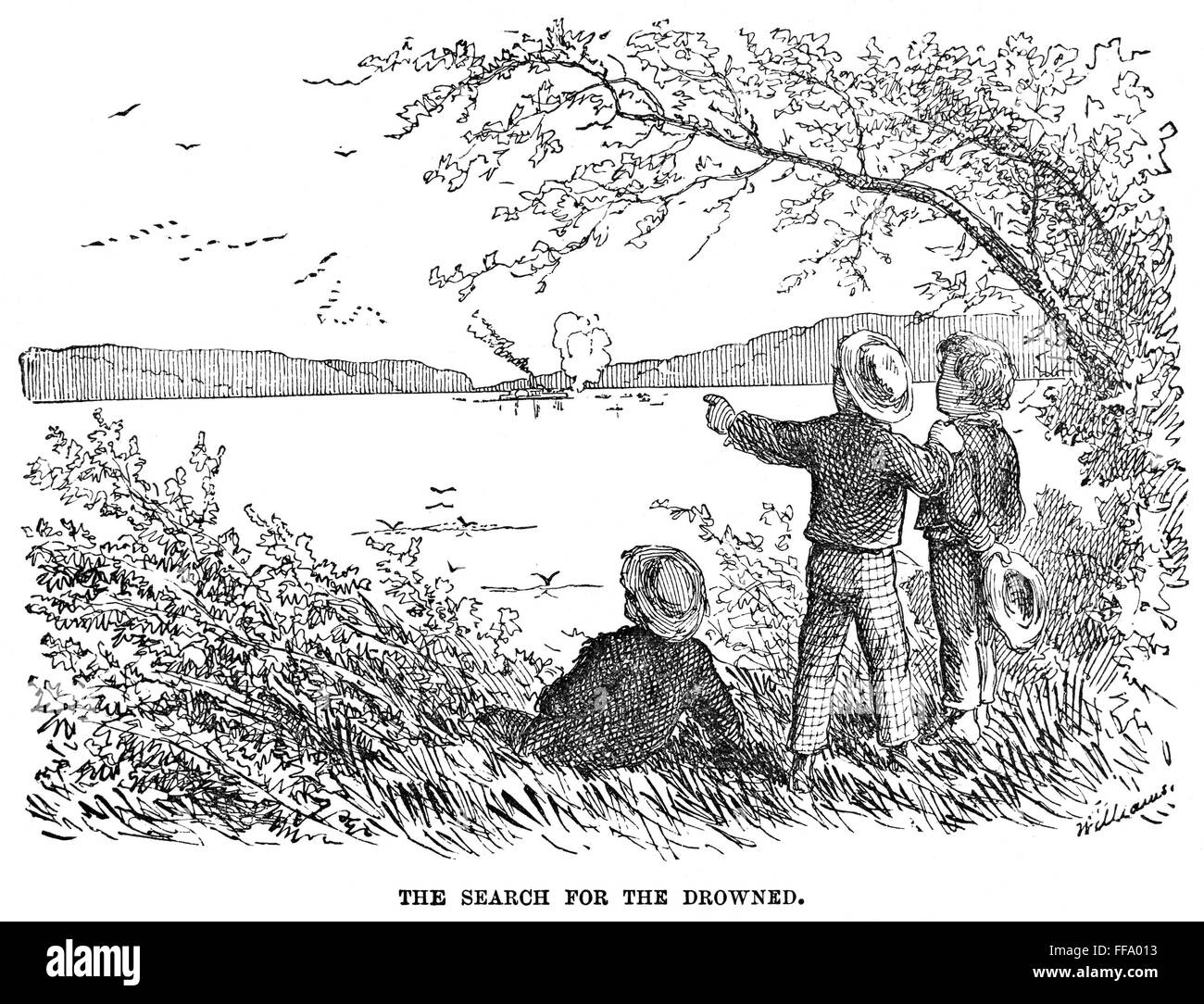 CLEMENS: TOM SAWYER. /nTom, Huck, and Joe Harper watching the ...