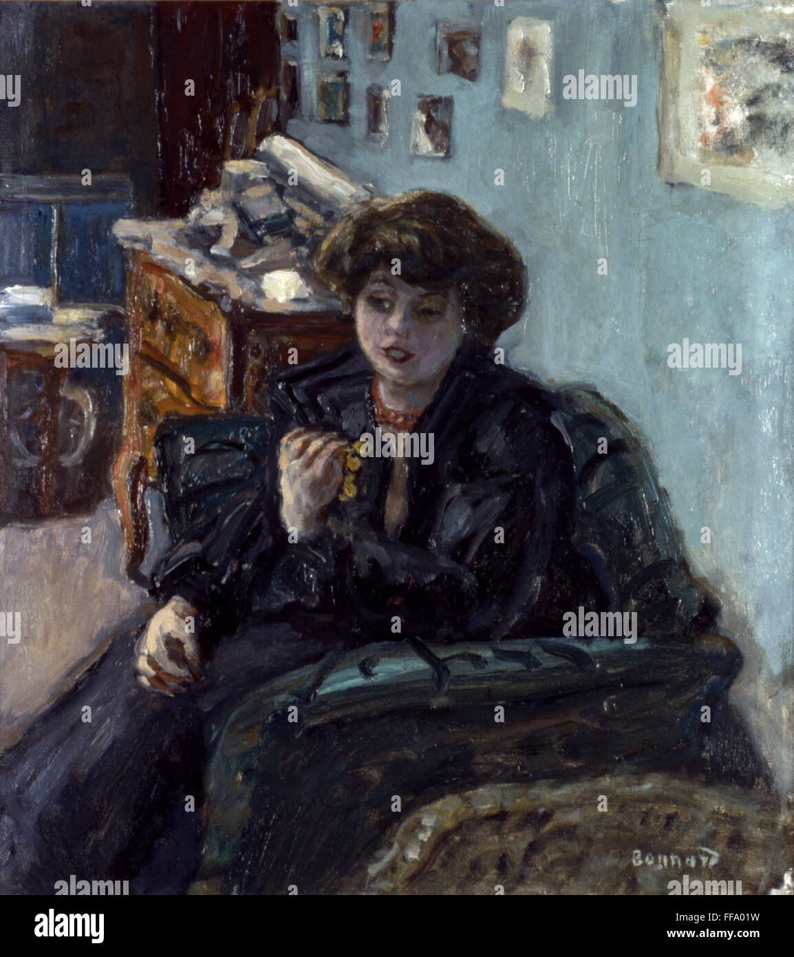 BONNARD: LADY, 19th C. /nPortrait of a Lady in an interior. Canvas by ...
