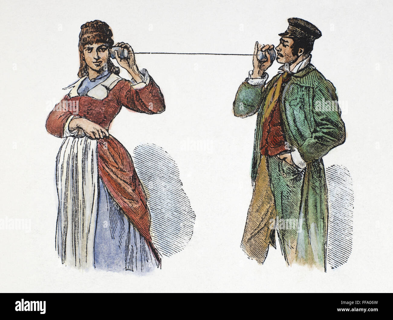 STRING TELEPHONE, 1880. /nThe pleasures of a string telephone. Wood ...