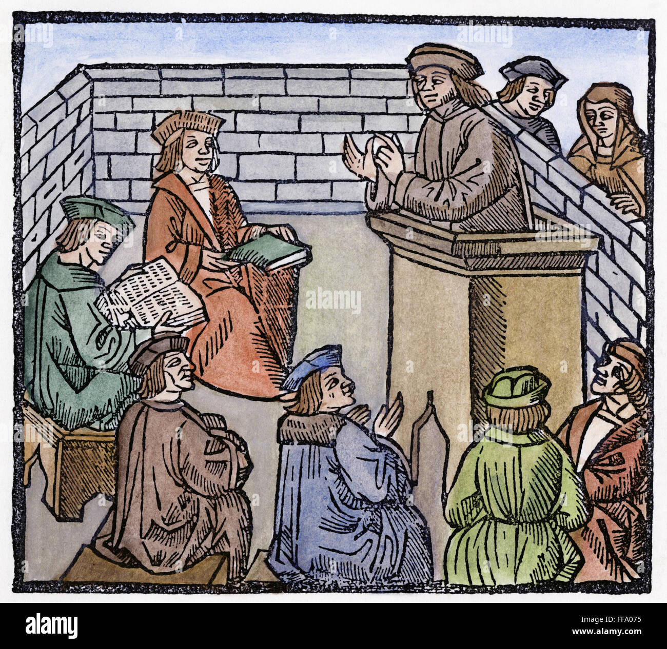 MEDIEVAL UNIVERSITY, c1525. /nA professor lectures at a medieval ...
