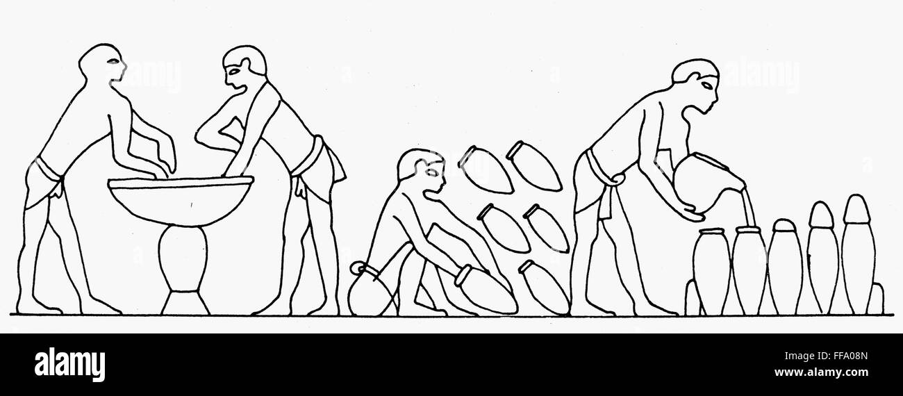 EGYPT: BEERMAKING. /nBrewers in ancient Egypt brewing beer and filling ...