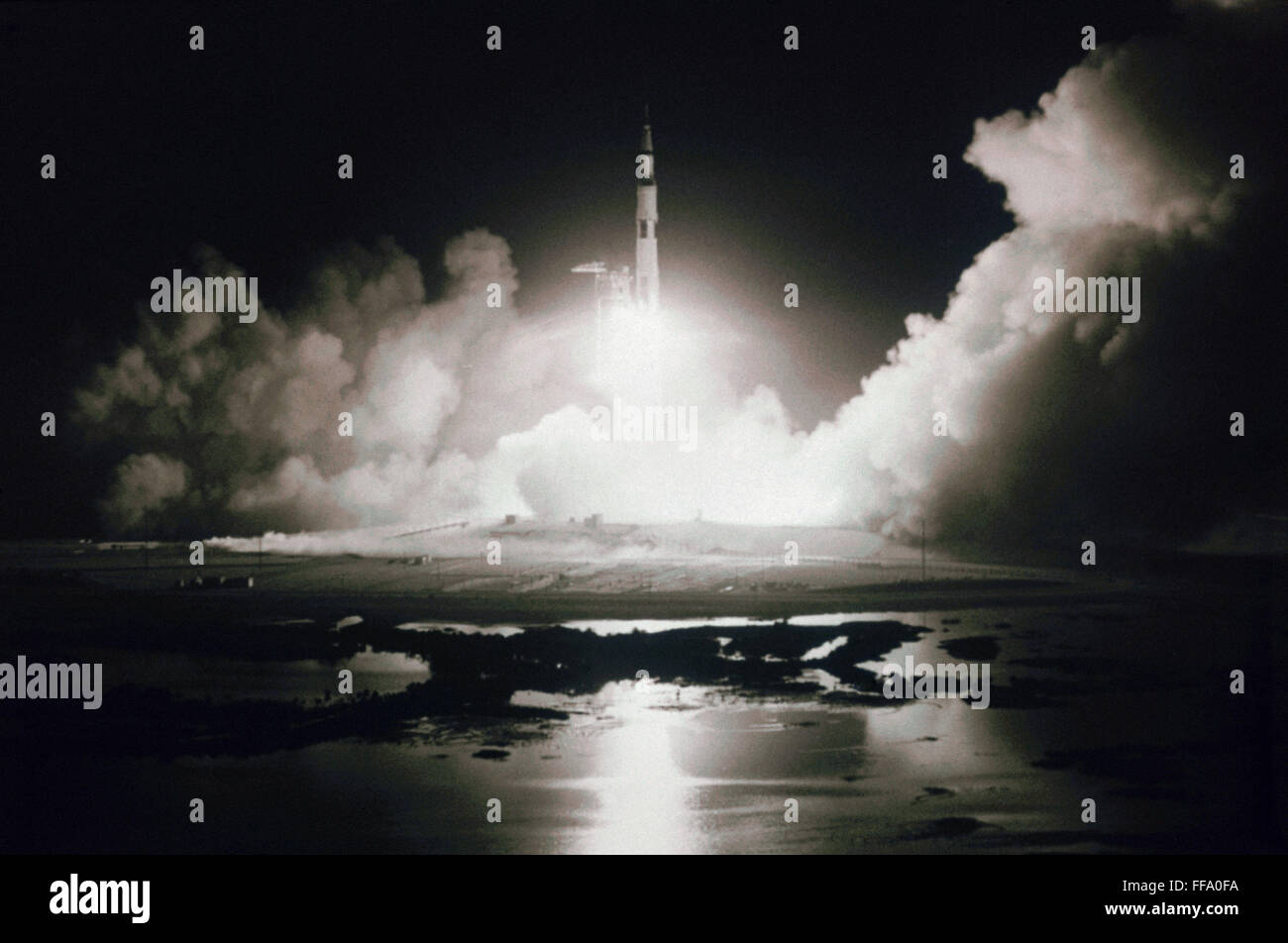 APOLLO 17: LAUNCH, 1972. /nNighttime launch of Apollo 17 at the Kennedy ...