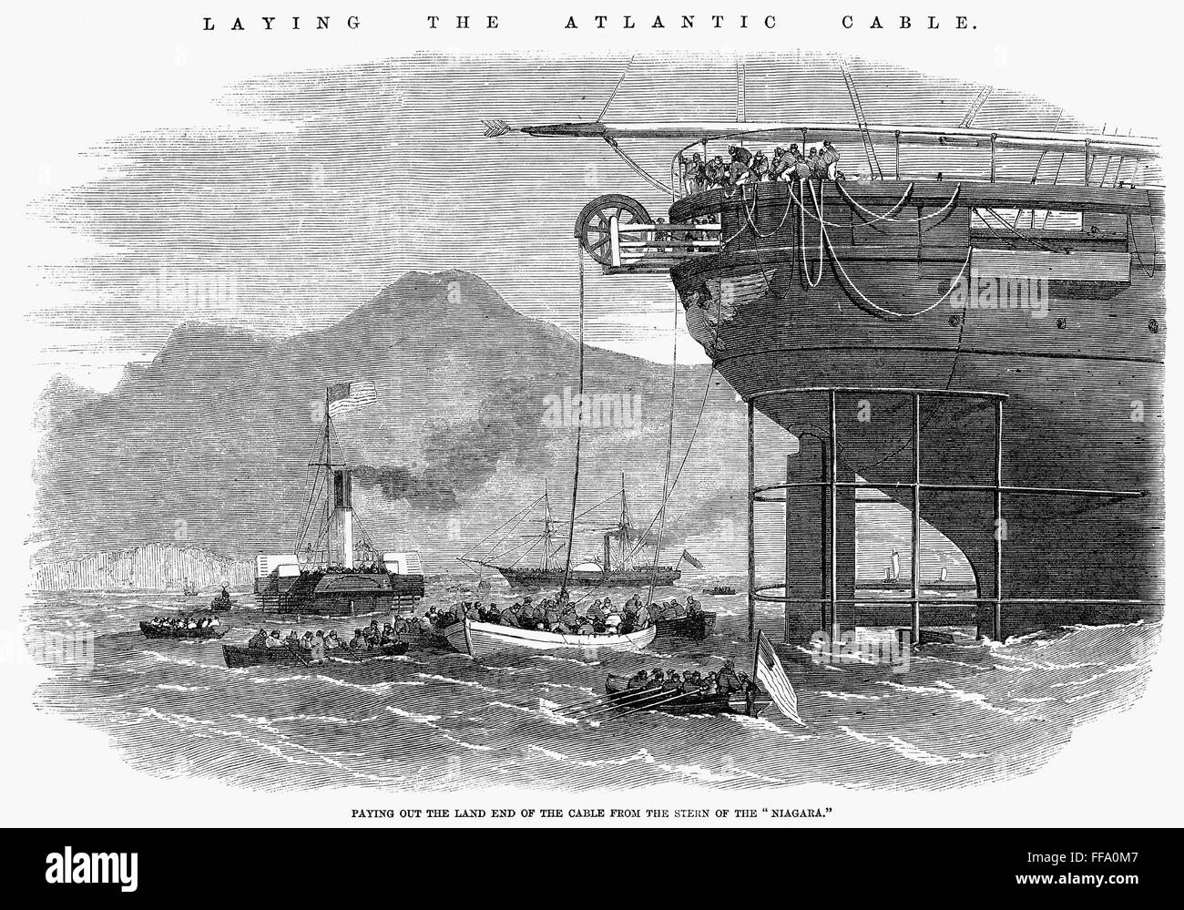 ATLANTIC CABLE. /nLaying the Atlantic Cable in 1857. Contemporary ...