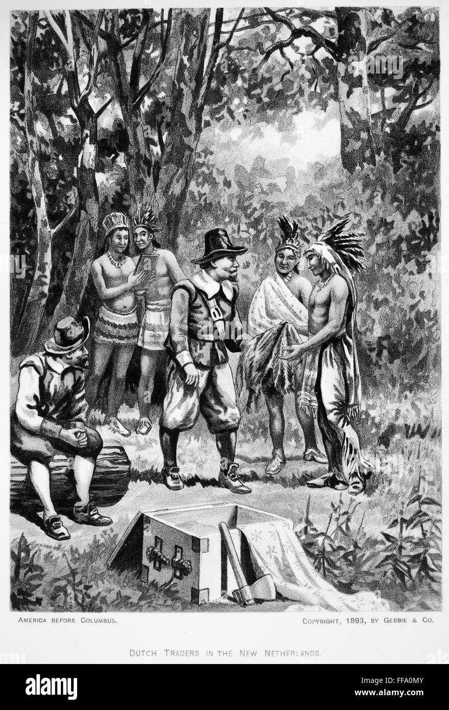 DUTCH FUR TRADE. /nDutch settlers in America trading with the Native ...