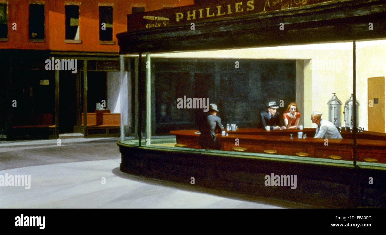 HOPPER: NIGHTHAWKS, 1942. /nEdward Hopper: Nighthawks. oil on canvas ...