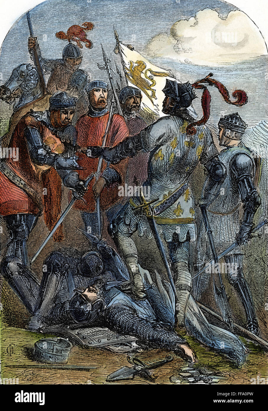 BATTLE OF POITIERS. /nKing John of France (Jean Le Bon) surrenders to ...