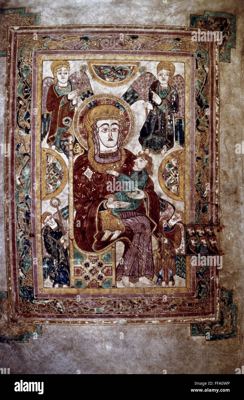 BOOK OF KELLS: VIRGIN /nand Child (folio 7v). Hiberno-Saxon manuscript ...