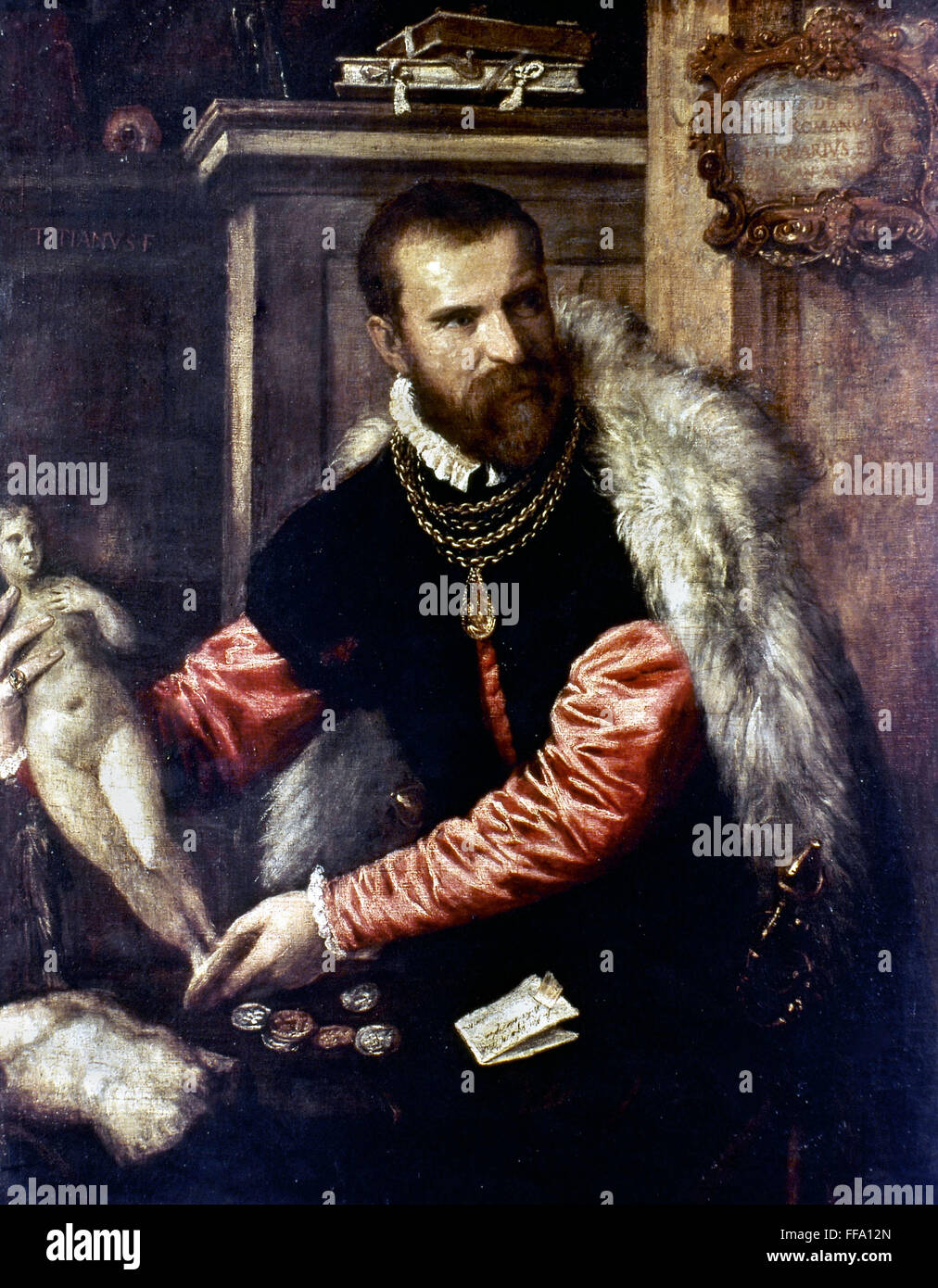 TITIAN: JACOPO STRADA. /nPortrait of Jacopo de Strada. Oil on canvas by ...