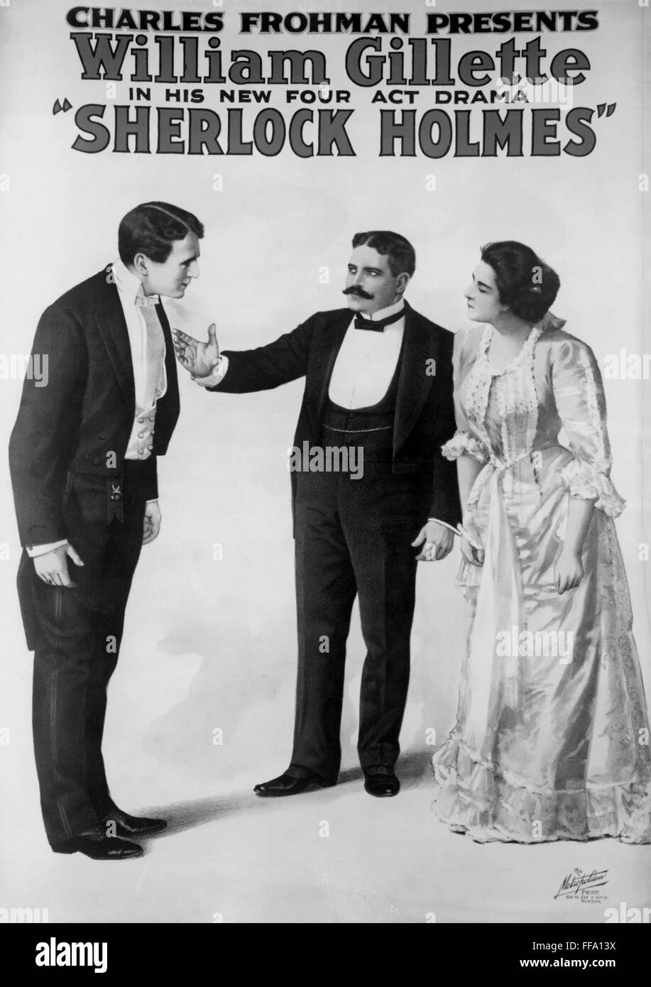 WILLIAM GILLETTE (1855-1937). /nAmerican actor: lithograph poster, 1899 ...